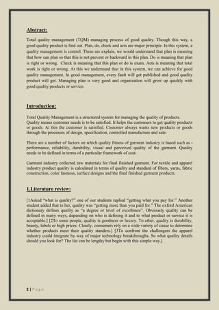 Total Quality Management in Apparel Industry of Bangladesh | DOCX ...