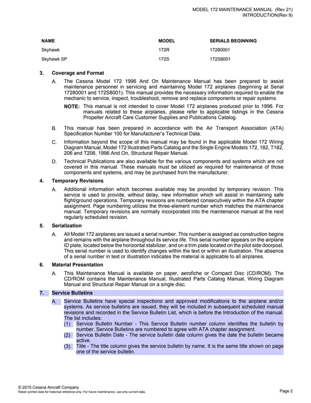 Amm cessna 172 aircraft maintenence manuel | PDF