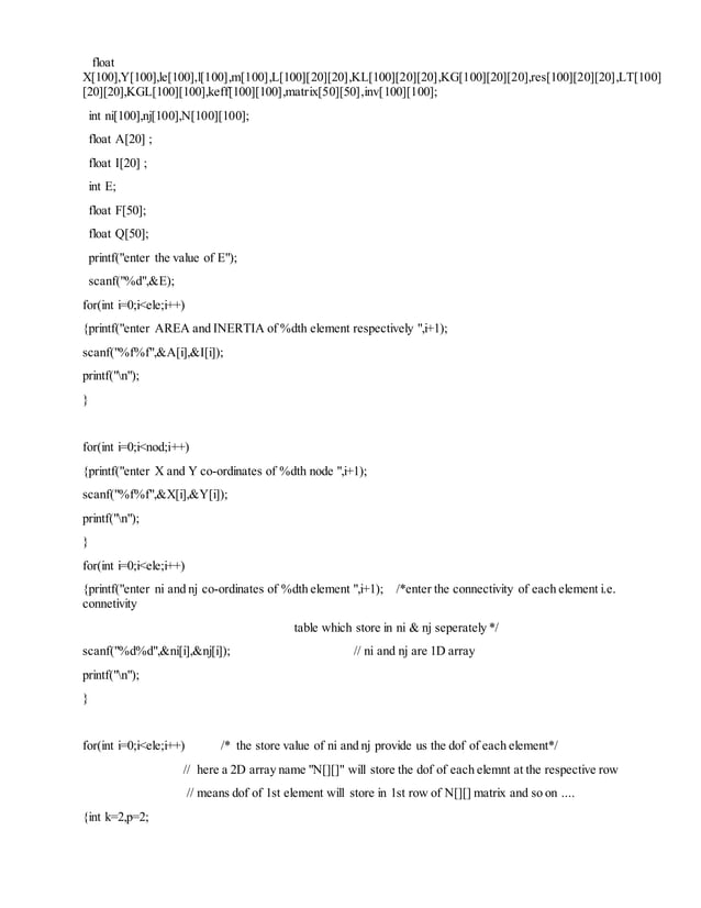 FINITE ELEMENT METHOD (FEM) coding using C PROGRAMMING | PDF