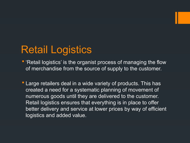 Ammar Retail Logistics Presentation for MS | PPT
