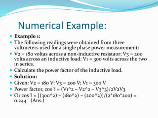 Ammeter, voltmeter, wattmeter, power factor meter | PPTX