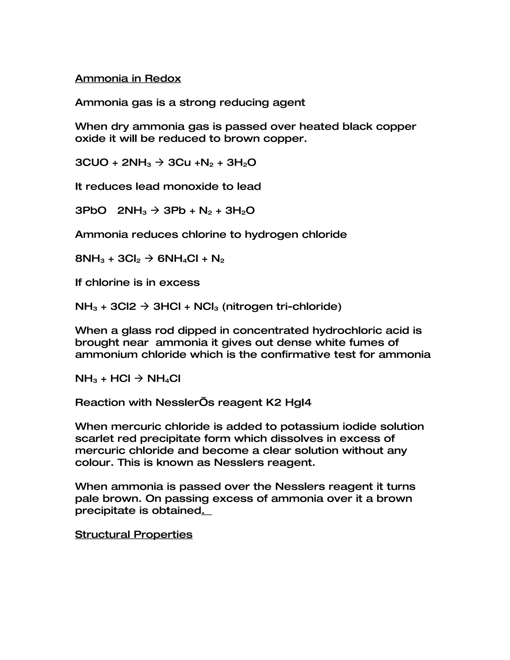 Properties of Ammonia | DOC