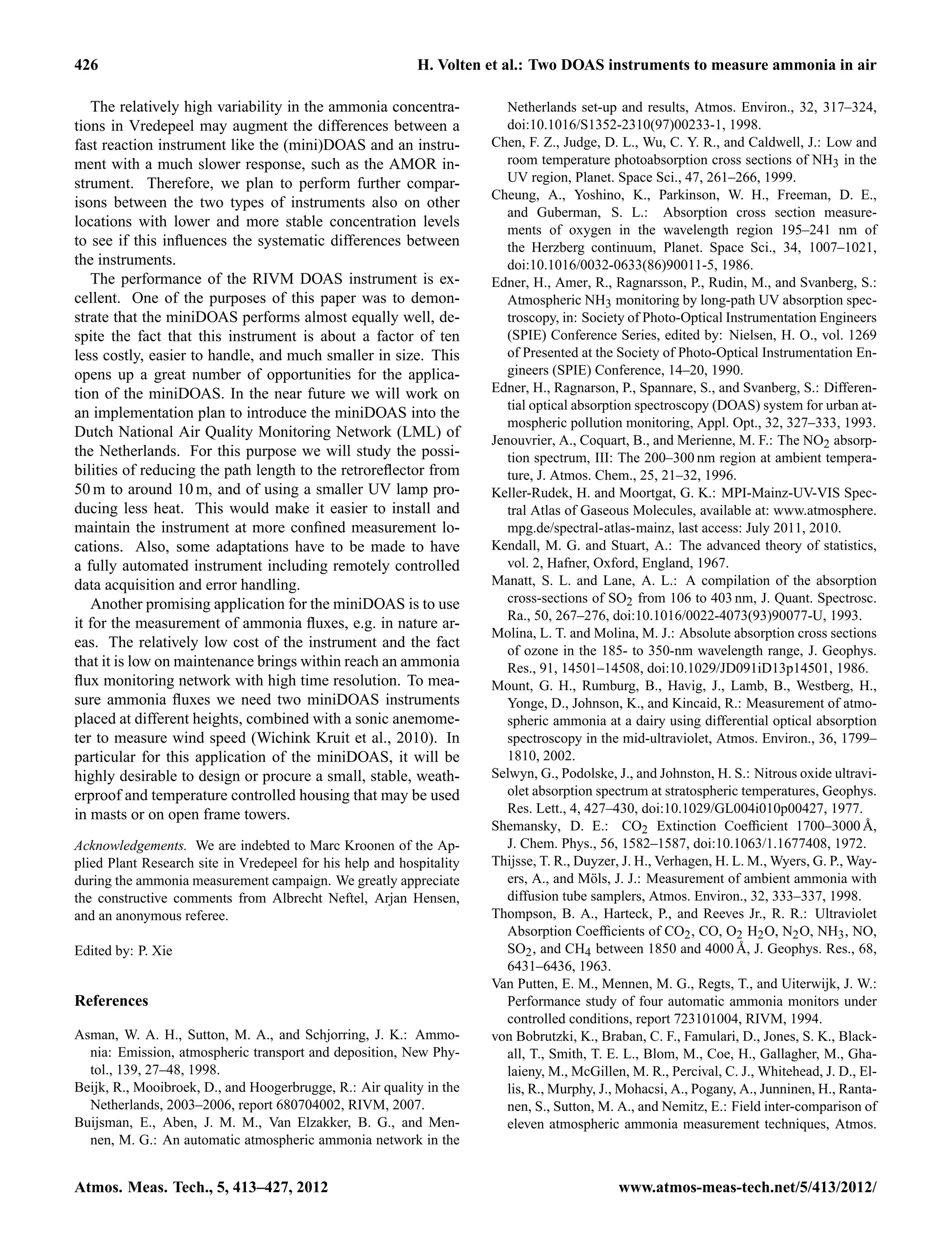 Ammoniak two instruments based on differential optical absorption ...
