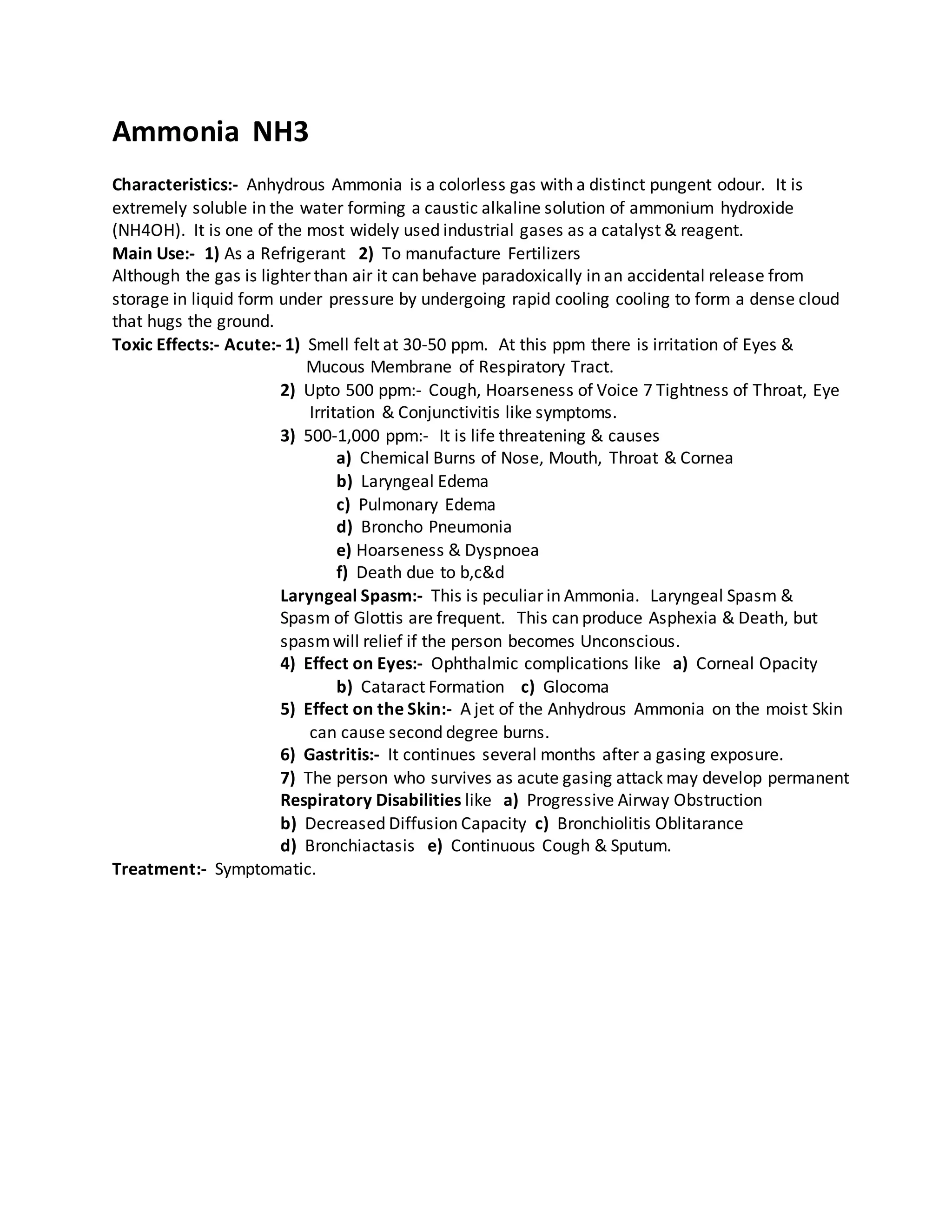 Ammonia NH3 | DOCX