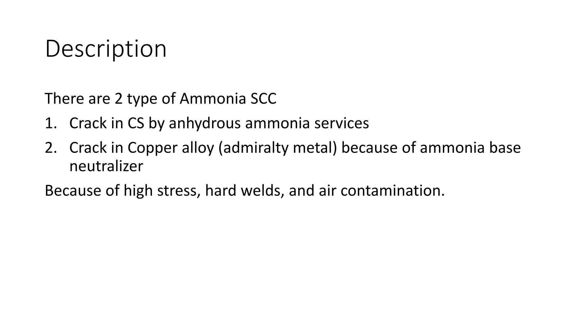 Ammonia SCC based on API 571 Damage Mechanism | PPTX