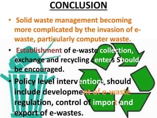 E-WASTE RECYCLING AND MANAGEMENT | PPTX