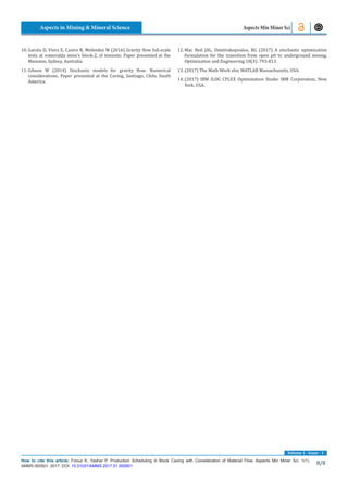 Crimson Publishers-Production Scheduling in Block Caving with Consideration of Material Flow | PDF