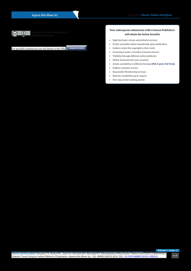Mineralization of Rare Earths, Platinum and Gold in a Sedimentary Deposit, Found Using an ...