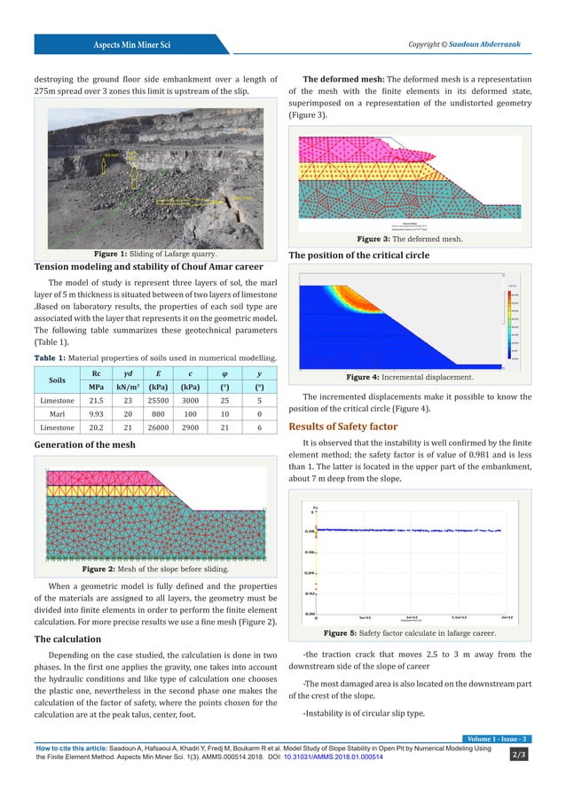 Model Study of Slope Stability in Open Pit by Numerical Modeling Using the Finite Element Method ...