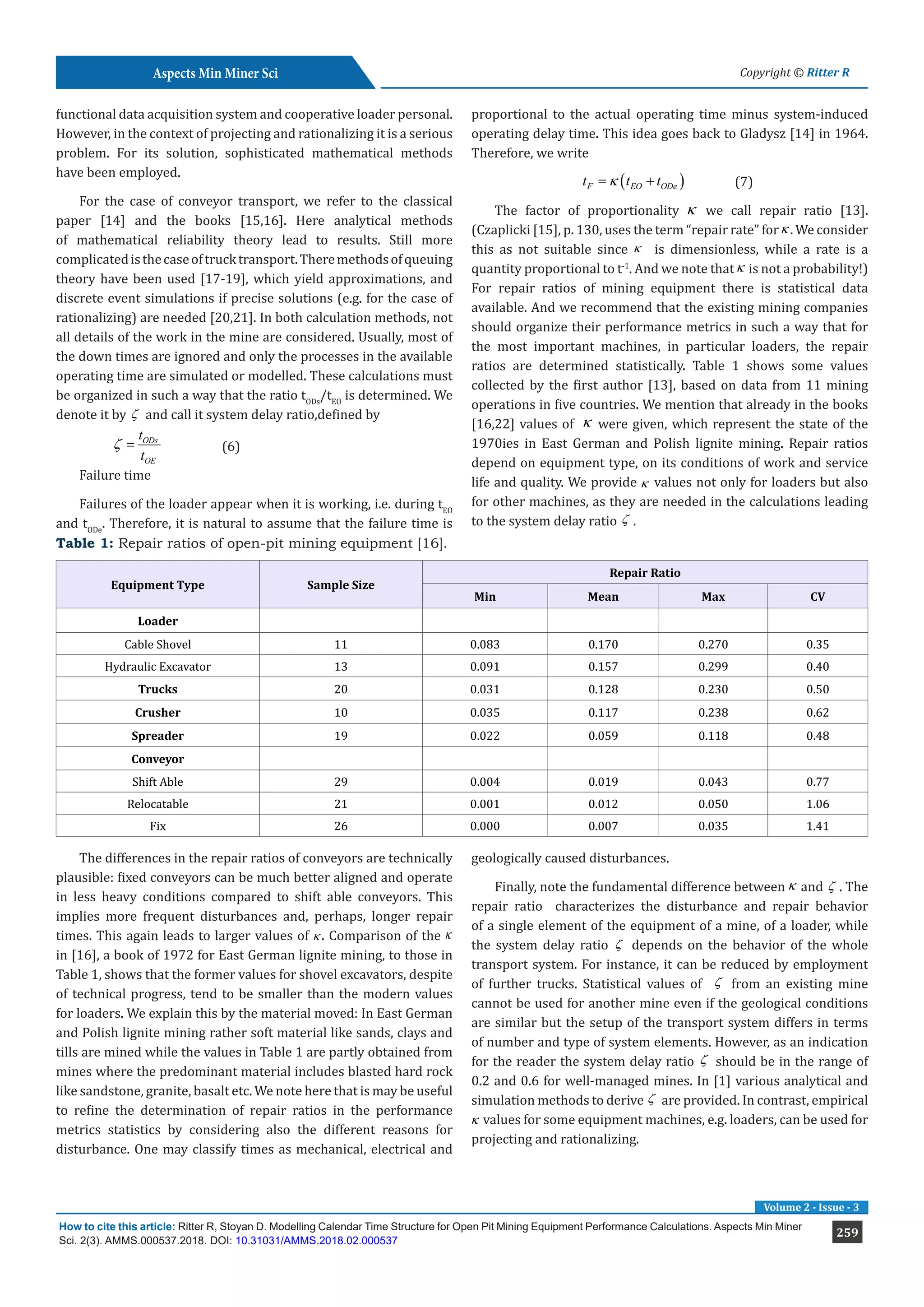 Modelling Calendar Time Structure for Open Pit Mining Equipment Performance Calculations | PDF ...