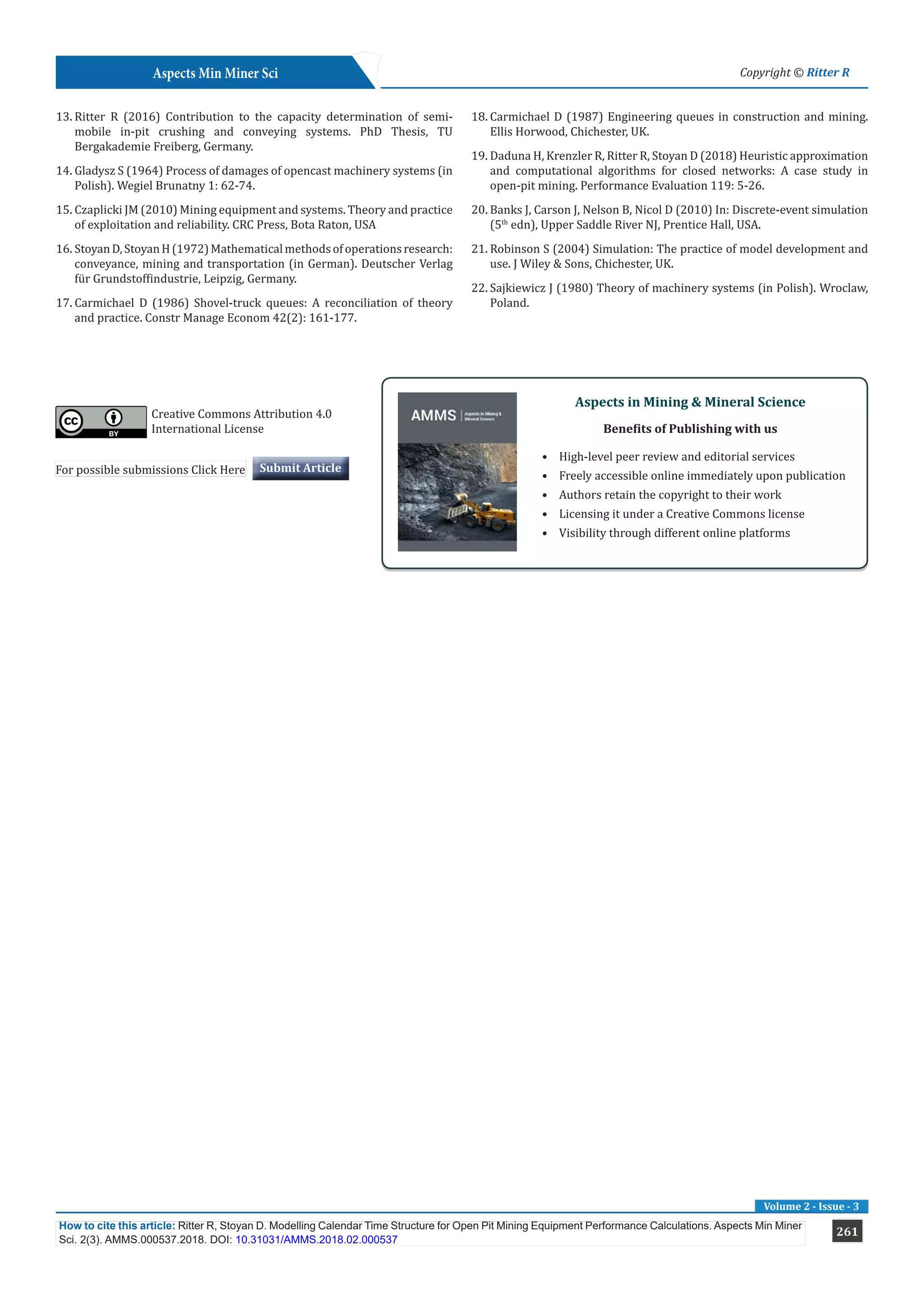 Modelling Calendar Time Structure for Open Pit Mining Equipment ...