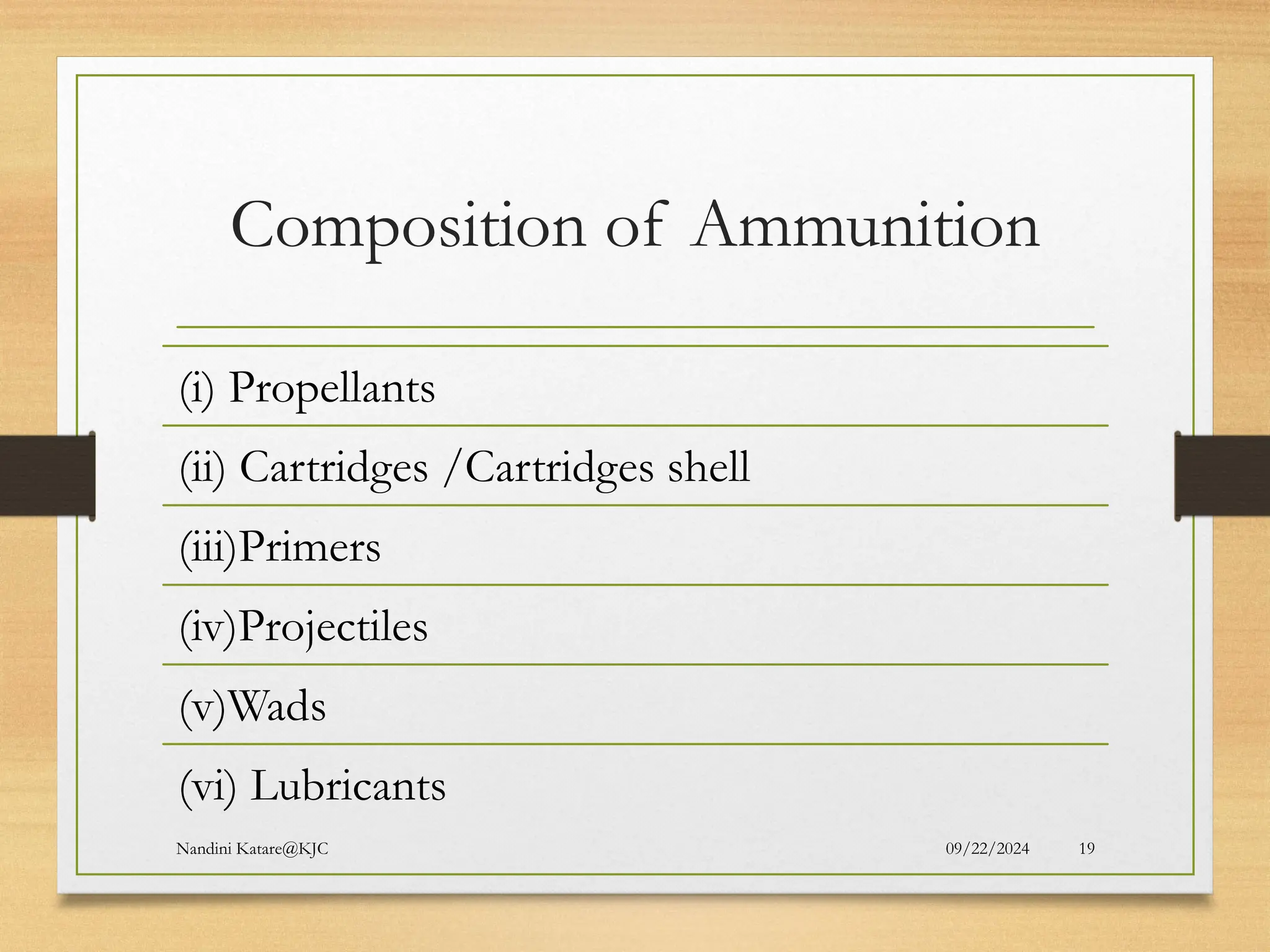 Ammunition: Composition, Types and Characteristics.pptx