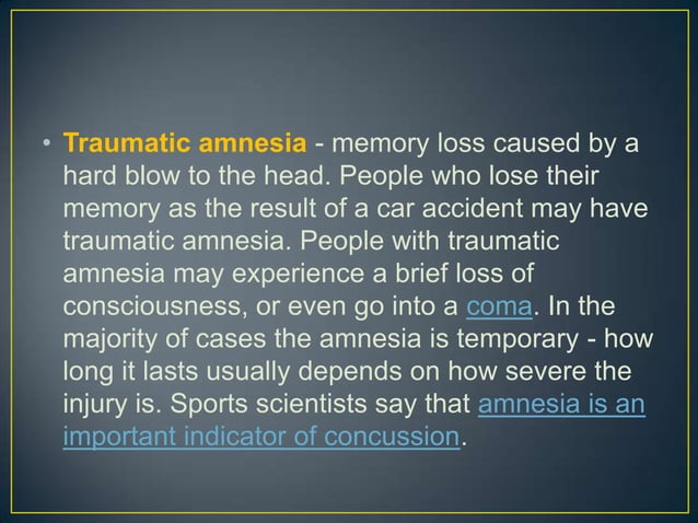 Amnesia | PPTX | Brain and Nervous System Disorders | Diseases and ...