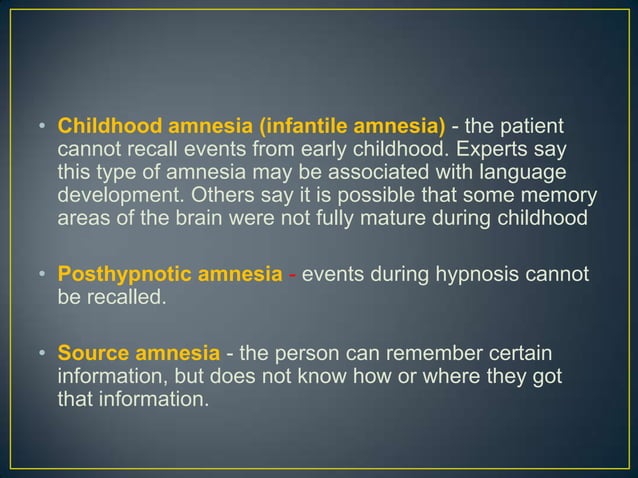 Amnesia | PPTX | Brain and Nervous System Disorders | Diseases and ...