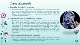 Amnesia Types, Symptoms, Causes & Treatment | PPT