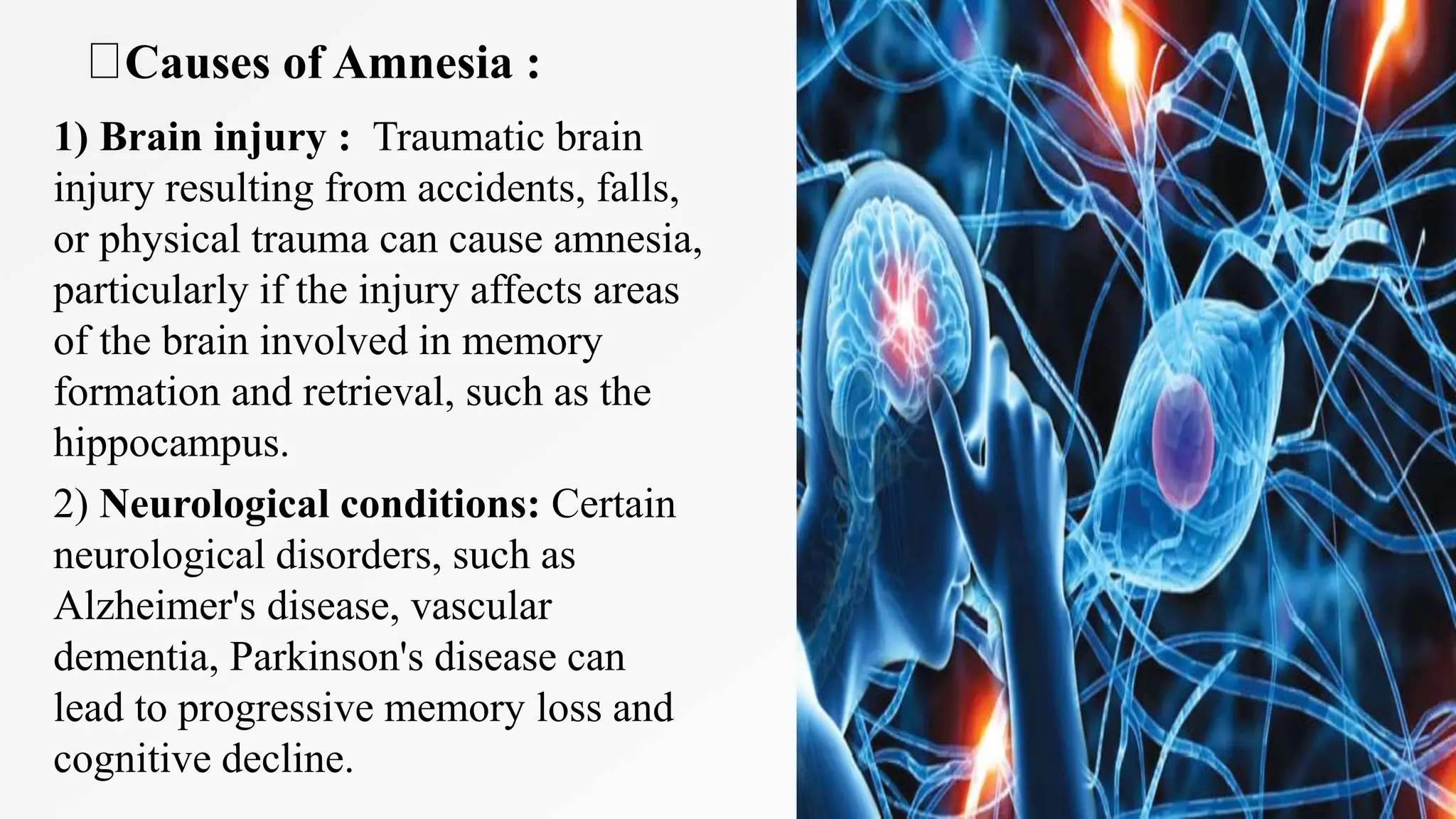 Amnesia, causes, clinical features, epidemiology, types, diagnostic ...