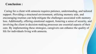 Amnesia, causes, clinical features, epidemiology, types, diagnostic ...