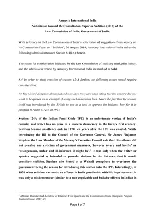Submission on the law commission of India's consultation paper on ...