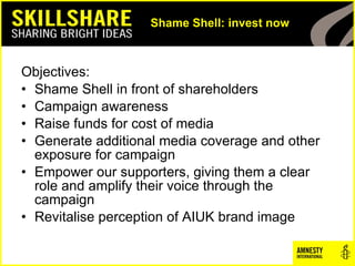 Amnesty UK Shell fundraising campaign | PPT