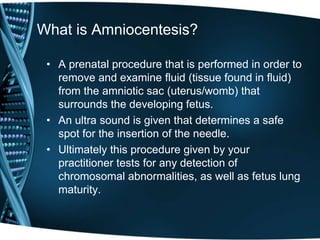 Amniocentesis | PPTX | Pregnancy | Reproductive Health