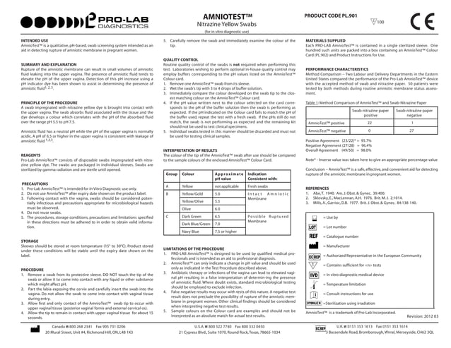 Amniotest™nitrazine yellow swabs (for in vitro diagnostic use) (vip) | PDF