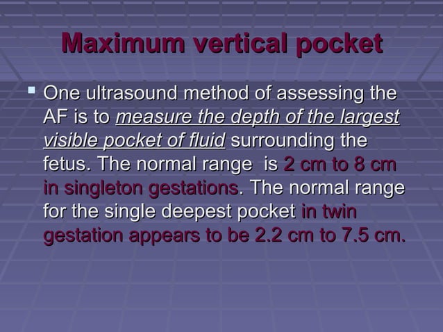 Amniotic fluid ultrasound | PPT | Pregnancy | Reproductive Health