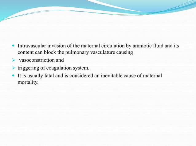 Amniotic fluid embolism | PPTX | Pregnancy | Reproductive Health