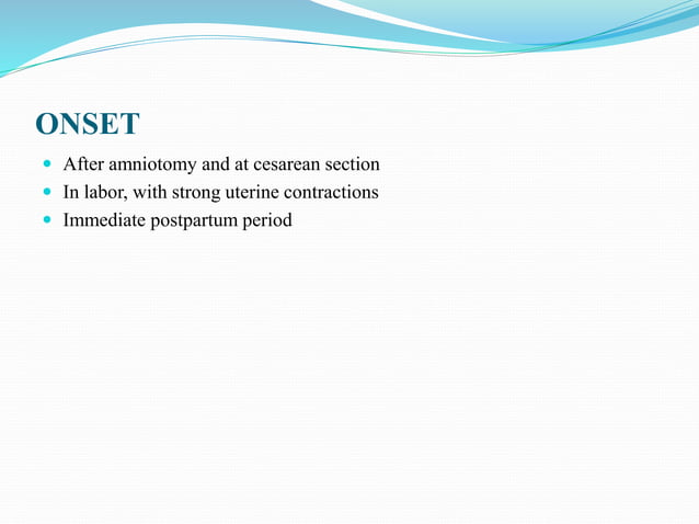 Amniotic fluid embolism | PPTX | Pregnancy | Reproductive Health