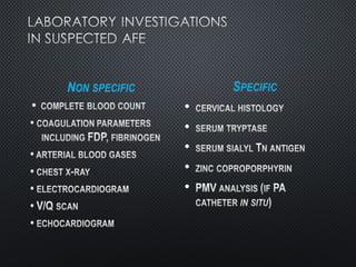 Amniotic Fluid Embolism [AFE] Approach to Management | PPT
