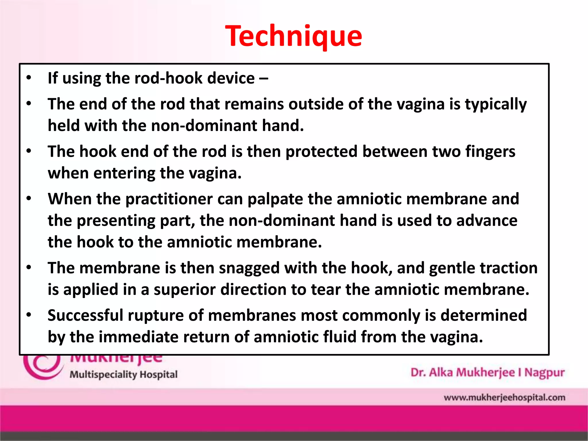 Amniotomy by dr alka mukherjee dr apurva mukherjee nagpur m.s. india | PPTX