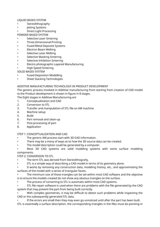 1Additive Manufacturing Unit I Notes for | DOCX