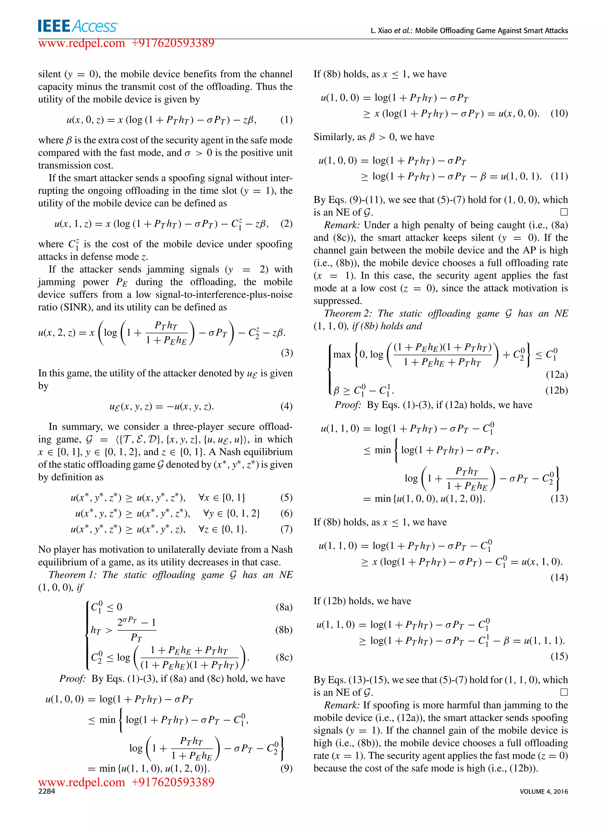 A mobile offloading game against smart attacks | PDF | Strategy Video ...