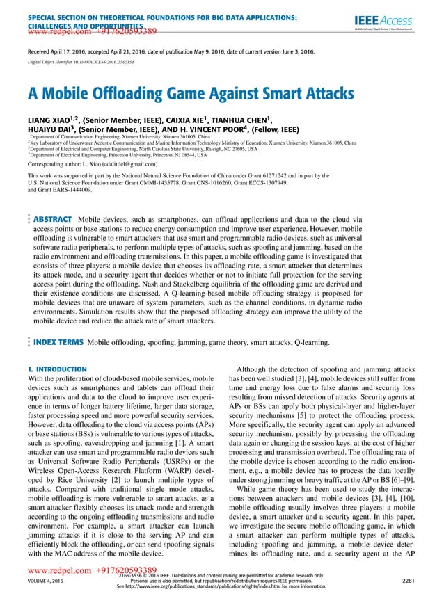 A mobile offloading game against smart attacks | PDF | Strategy Video ...
