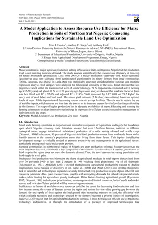A model application to assess resource use efficiency for maize production in soils of ...