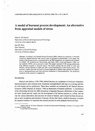 A model of burnout process gil monte | PDF