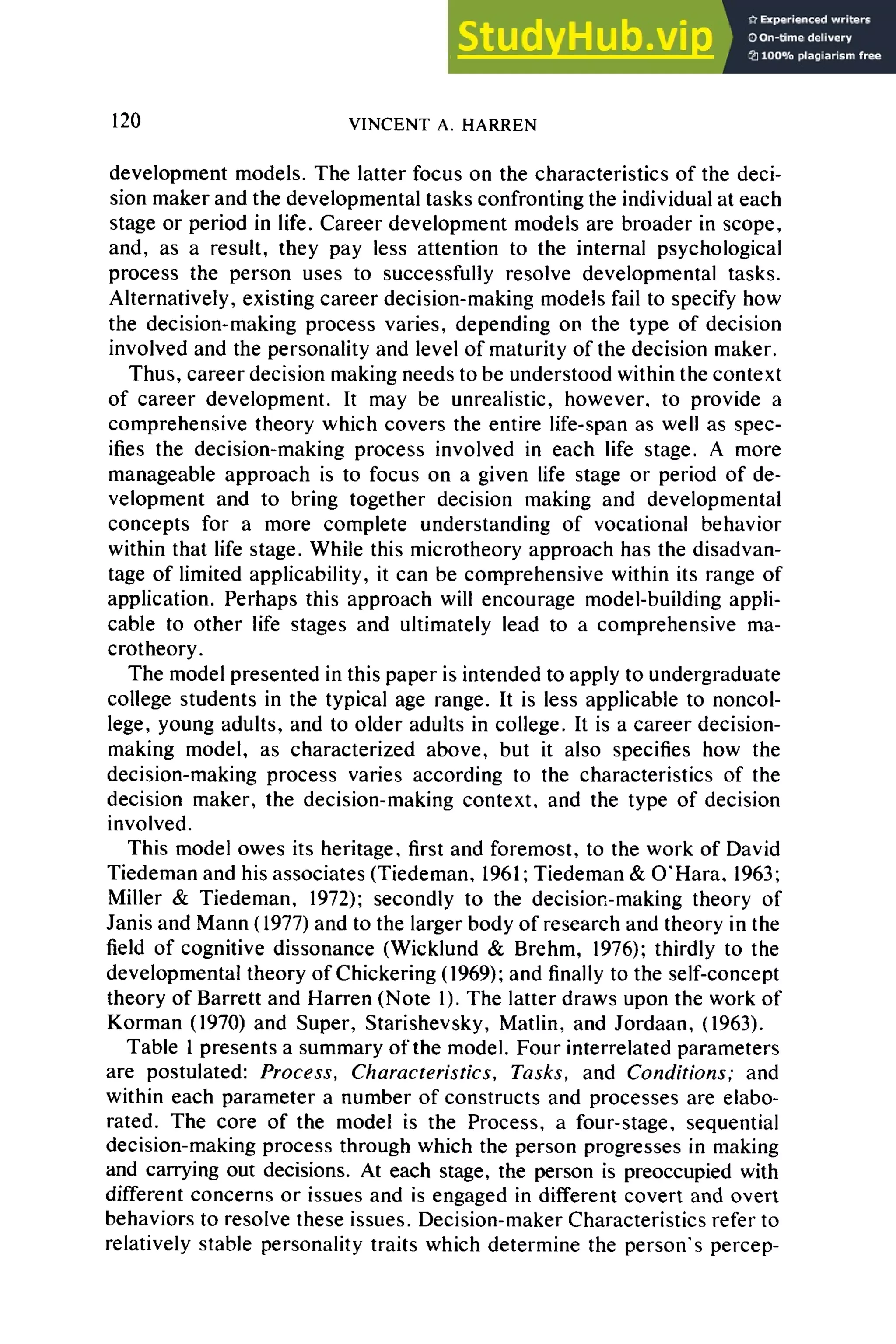 A Model Of Career Decision Making For College Students | PDF