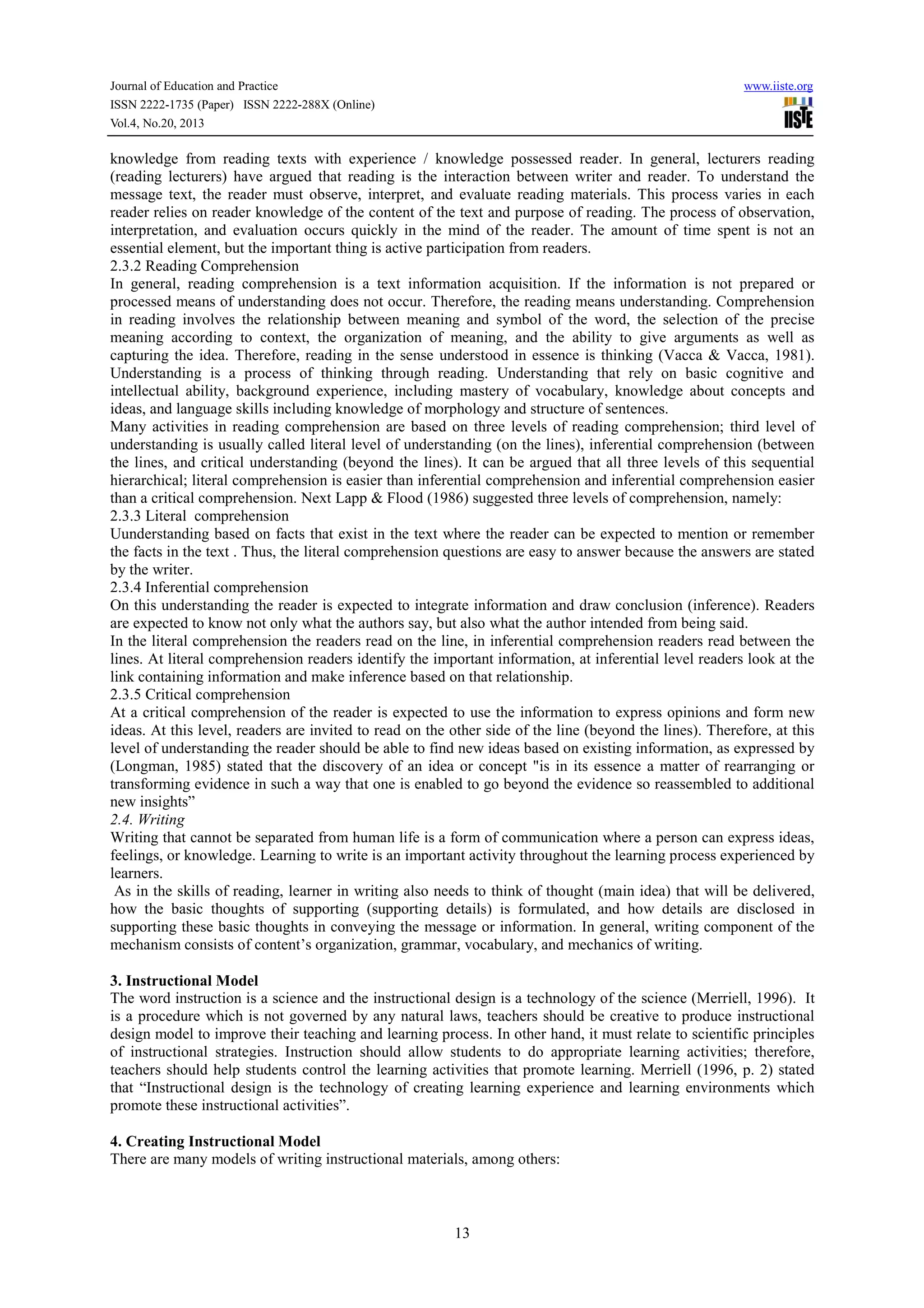 A model of creating instructional materials based on the school | PDF ...