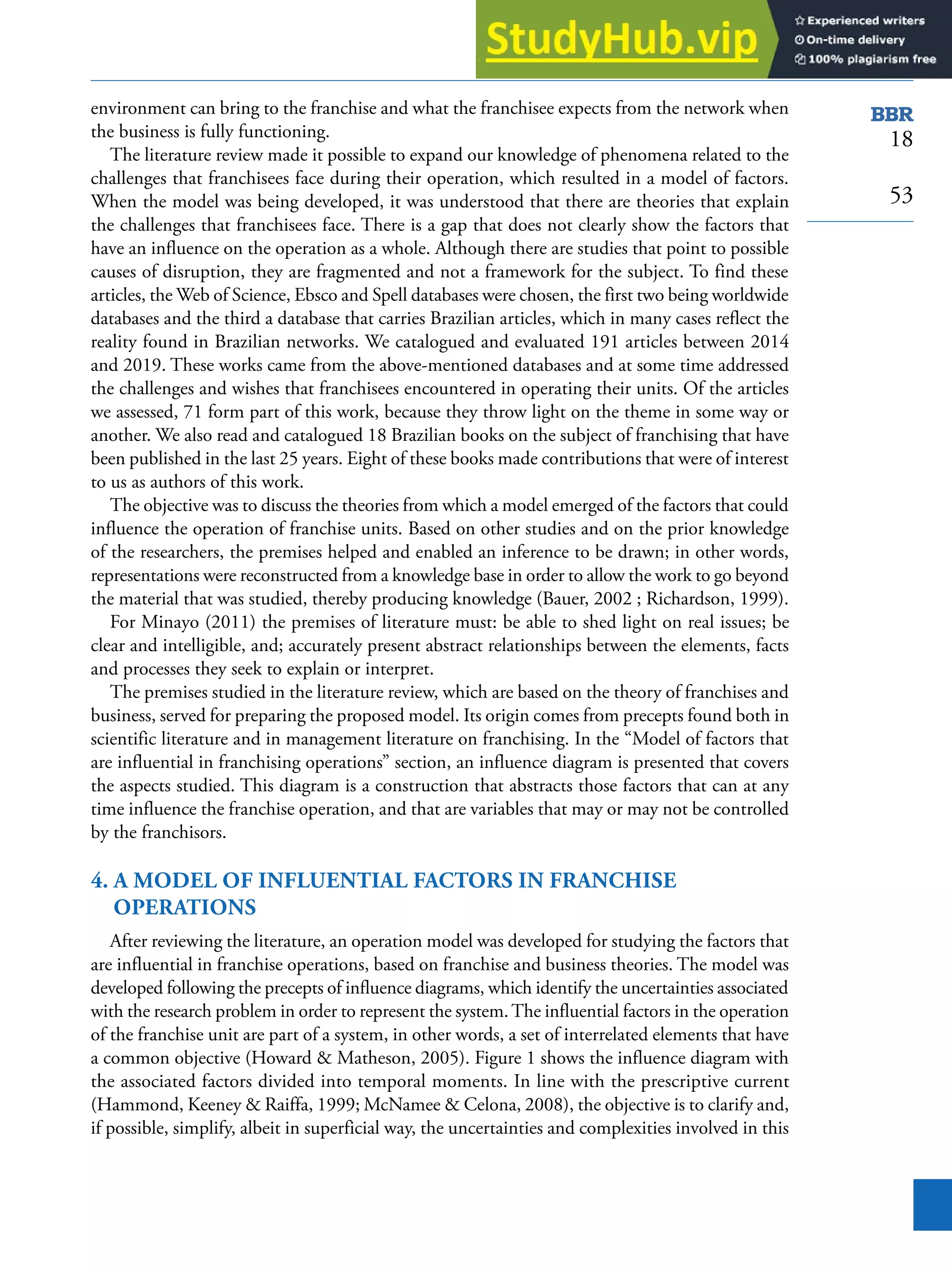 A Model Of Influential Factors In Franchise Operations | PDF