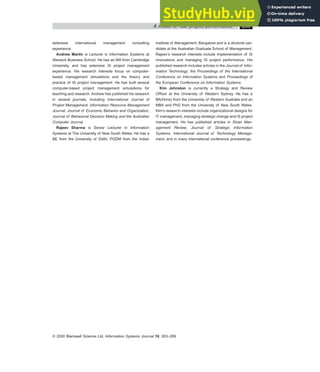 A Model Of Information Systems Development Project Performance | PDF ...