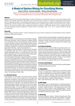 A Model Of Opinion Mining For Classifying Movies | PDF