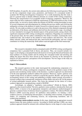 A Model Of Research Article Writing Sociolinguistic Competence (RAWSC) Evidence From Qualitative ...
