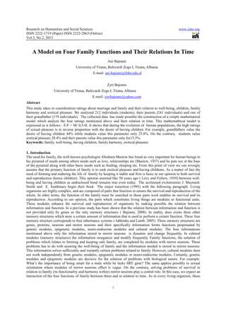 A model on four family functions and their relations in time | PDF