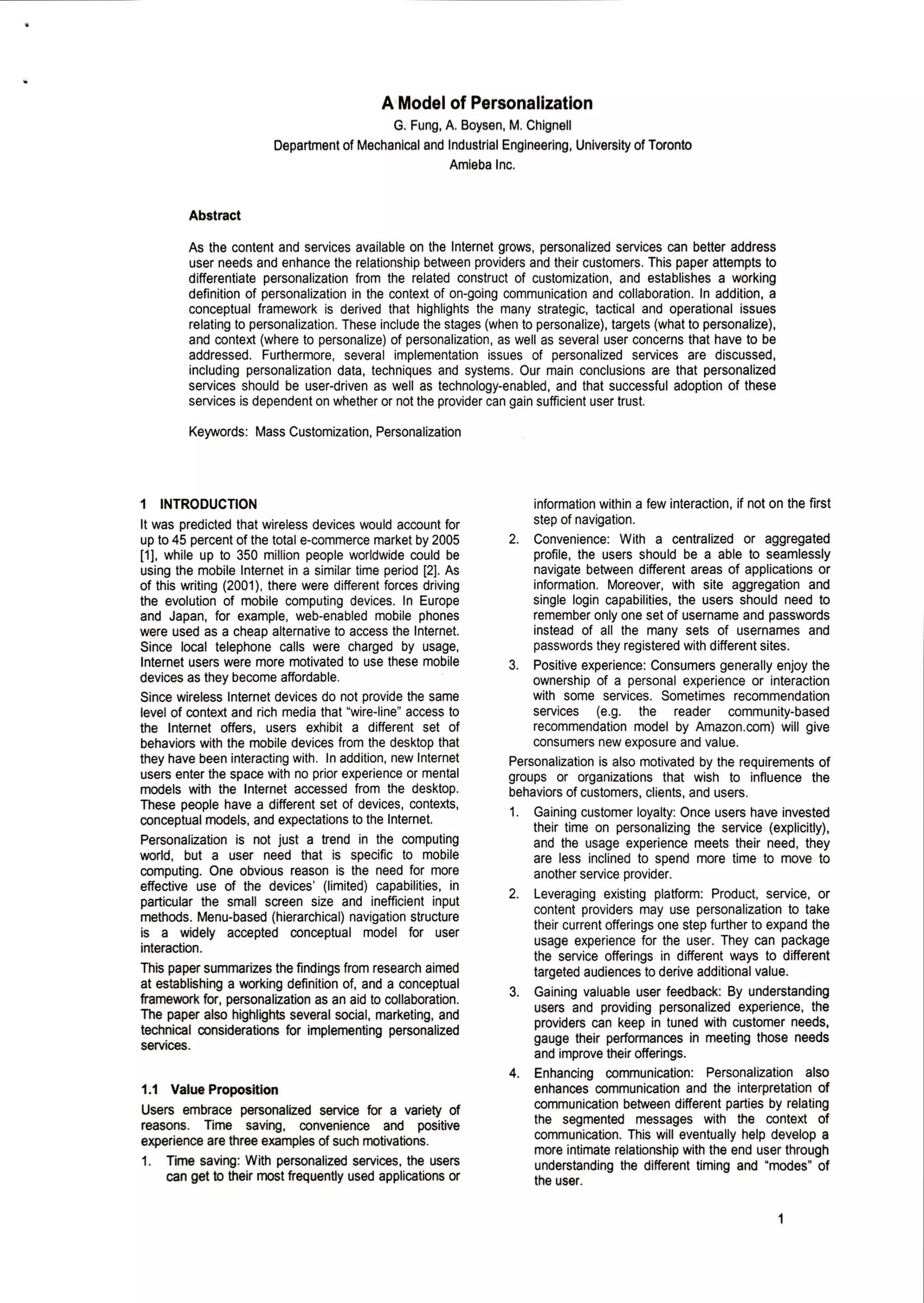 A Model of Personalization | PDF