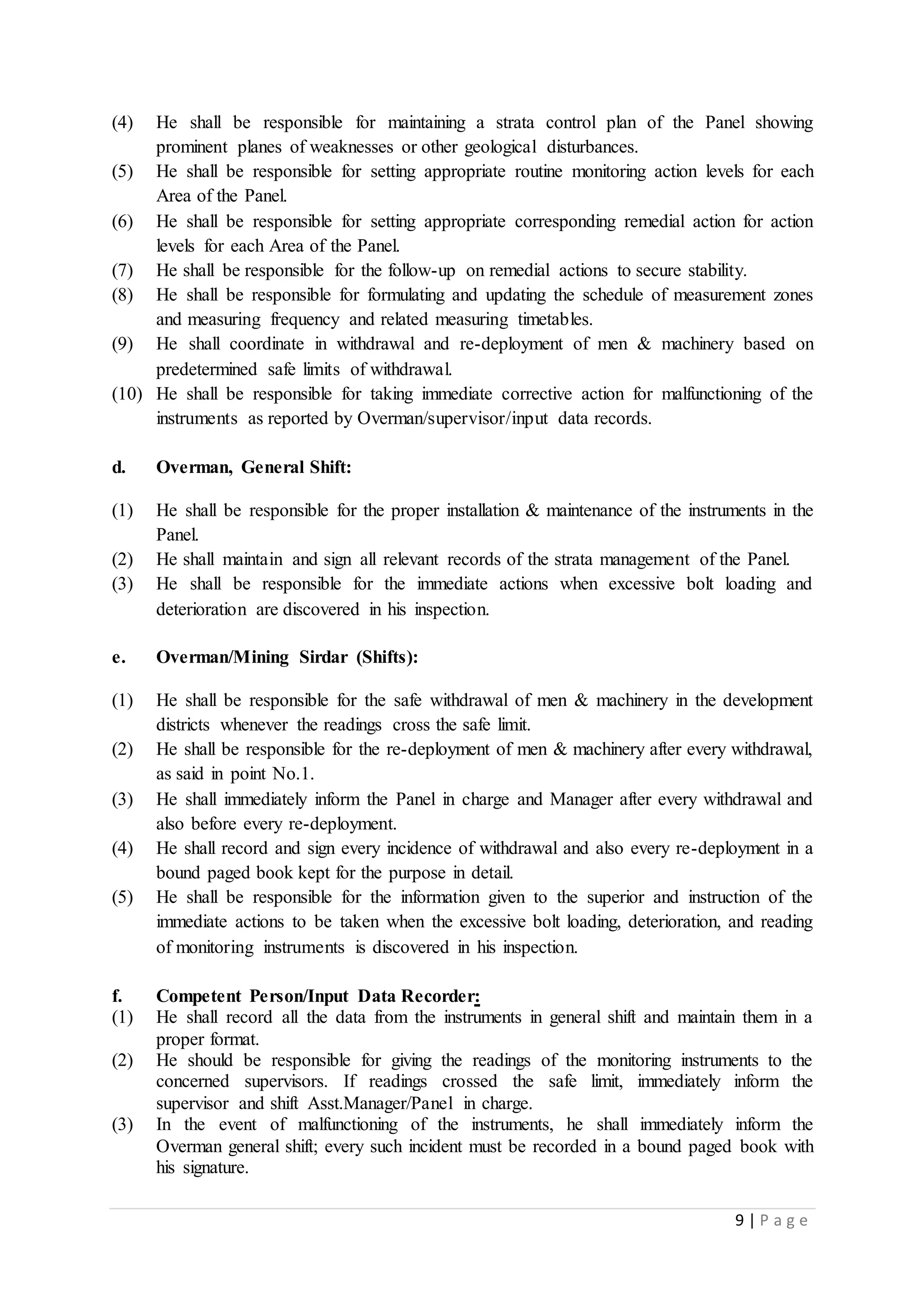 A model support plan for underground coal mines , under regulation 123 ...