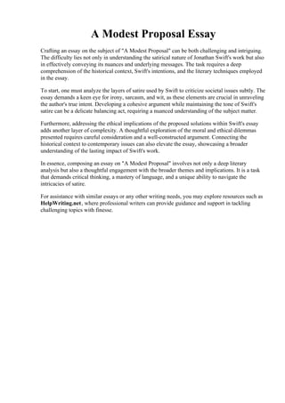 A Modest Proposal Essay | PDF