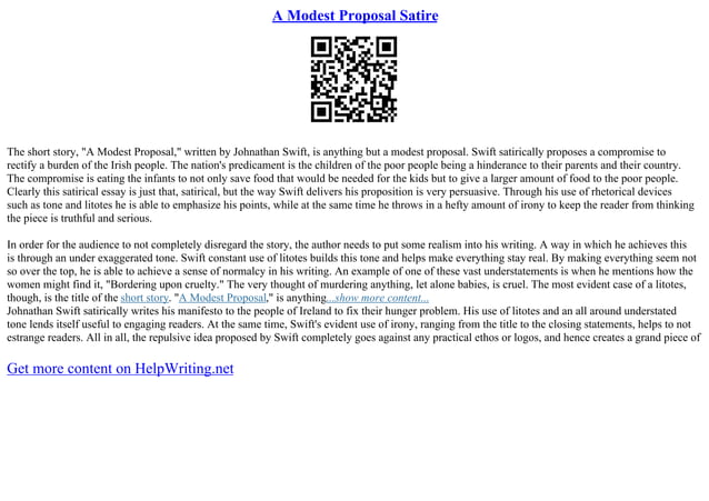 A Modest Proposal Satire | PPT