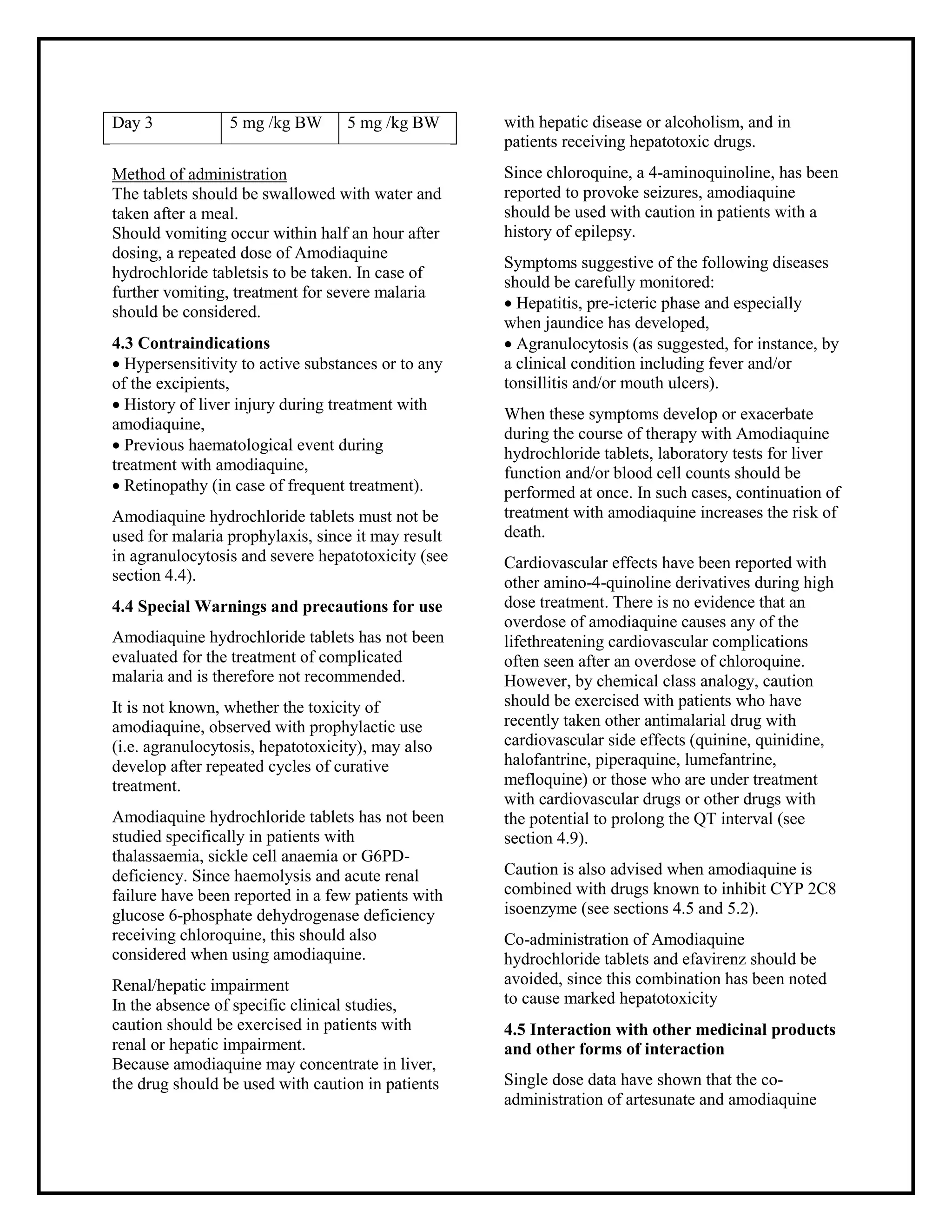 Amodiaquine hydrochloride tablets smpc taj pharmaceuticals | PDF