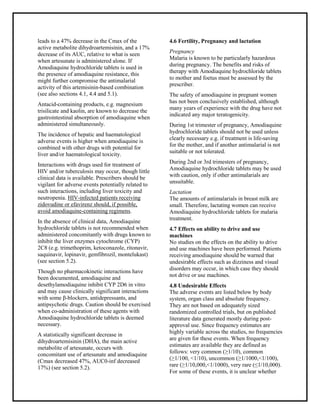 Amodiaquine hydrochloride tablets smpc taj pharmaceuticals | PDF