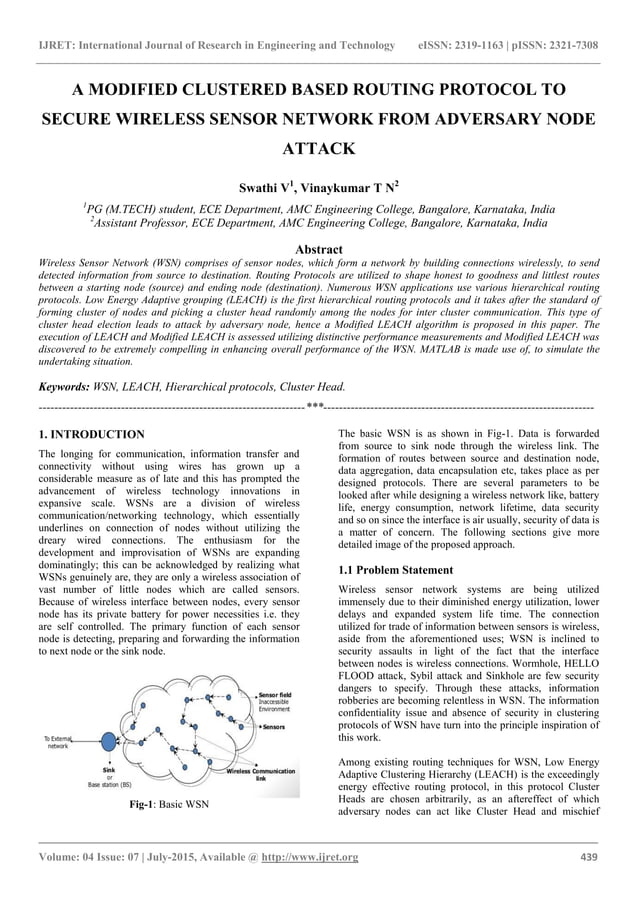 A modified clustered based routing protocol to secure wireless sensor network from adversary ...
