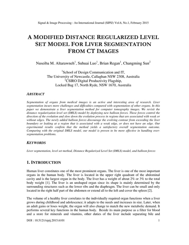A modified distance regularized level set model for liver segmentation from ct images | PDF
